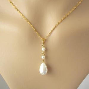 Long Drop Necklace, Teardrop Pearl Necklace for Women Girls Brides ...