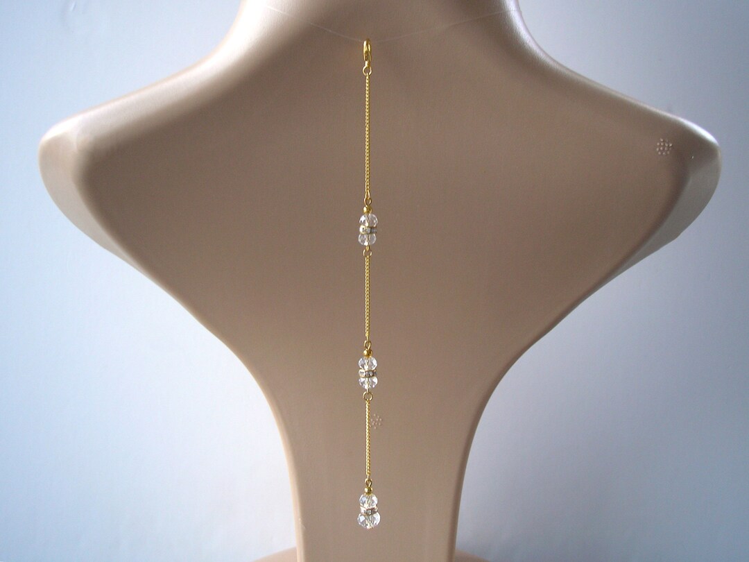 Crystal Back Chain Backdrop Attachment for a Necklace, Crystal Bridal ...
