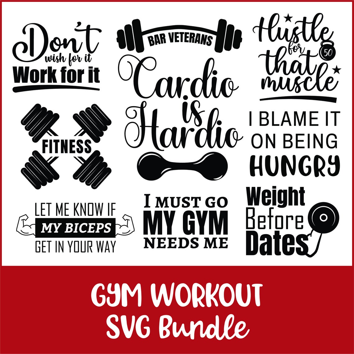 Fitness Svg Bundle Gymnastics Svg Set Weightlifting Svg Collection Gym ...