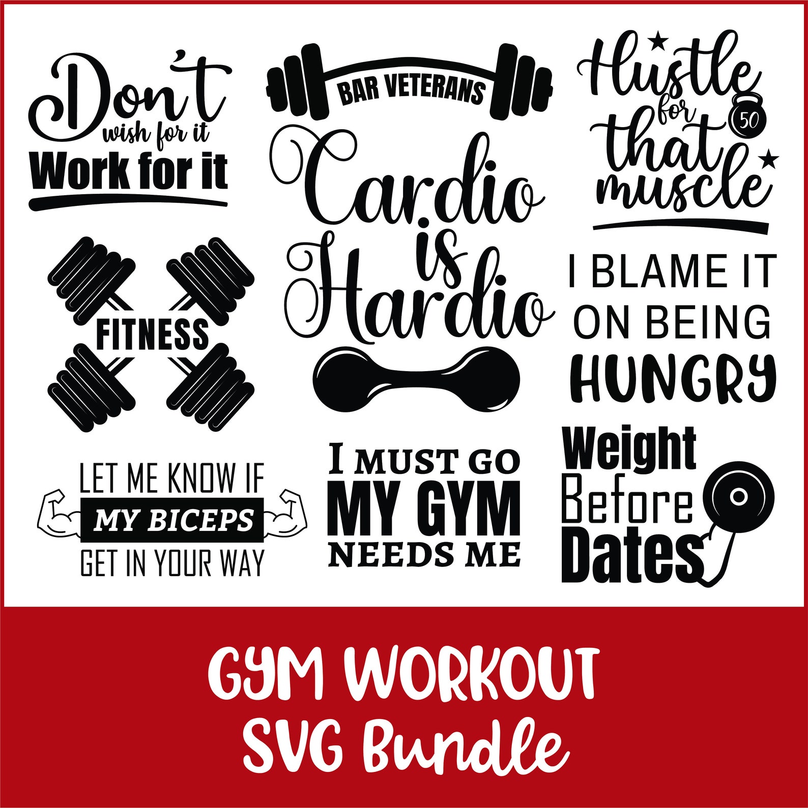 Fitness Svg Bundle | Gymnastics Svg Set | Weightlifting Svg Collection ...