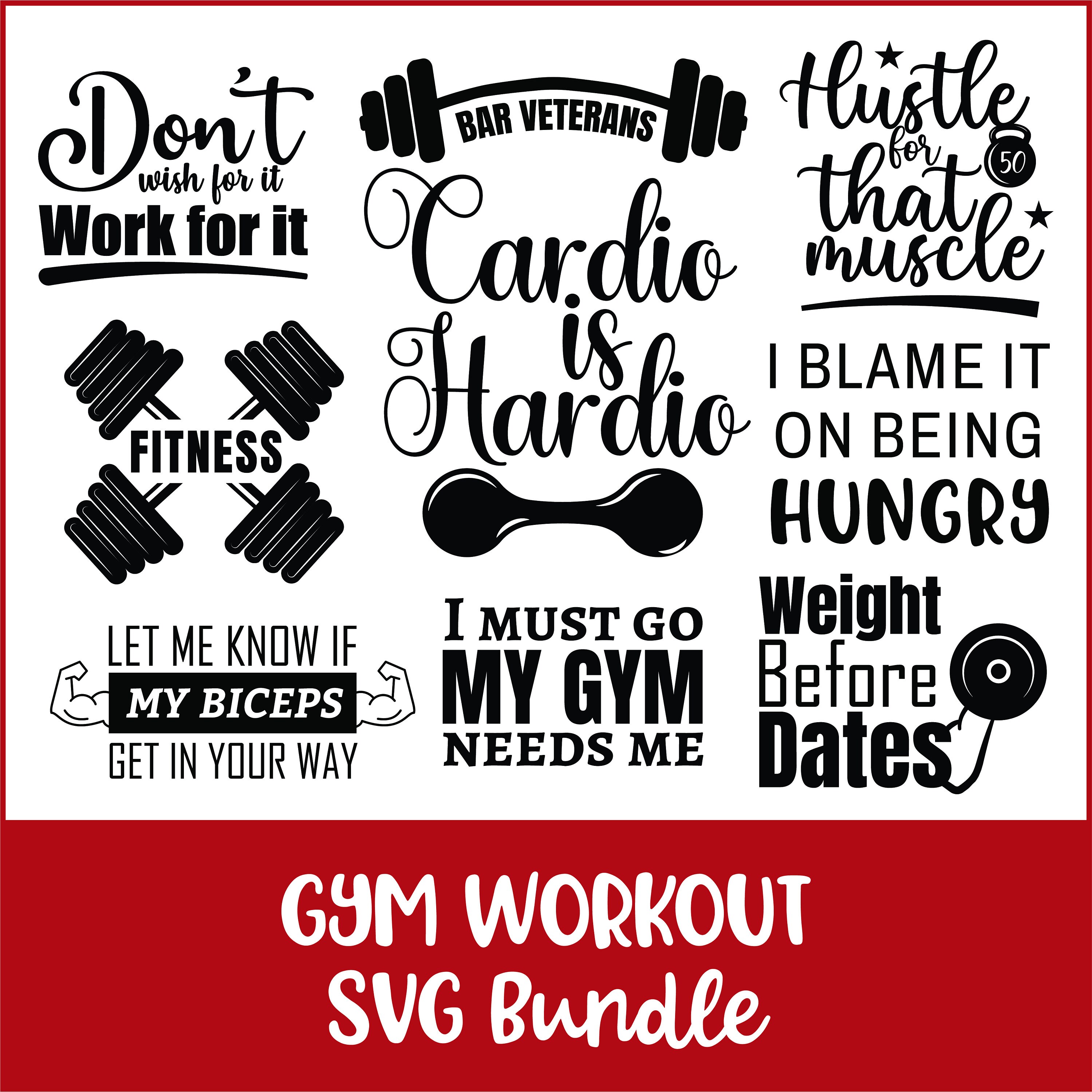 Fitness Svg Bundle Gymnastics Svg Set Weightlifting Svg Collection Gym ...