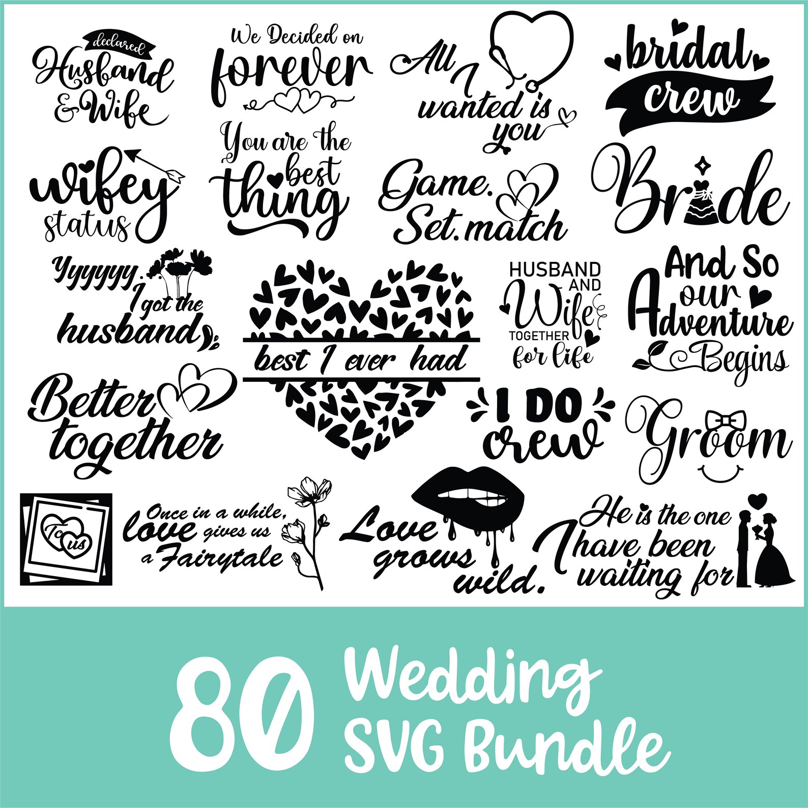 Wedding SVG Bundle, Couple SVG Bundle, Mr and Mrs SVG Bundle Wedding ...