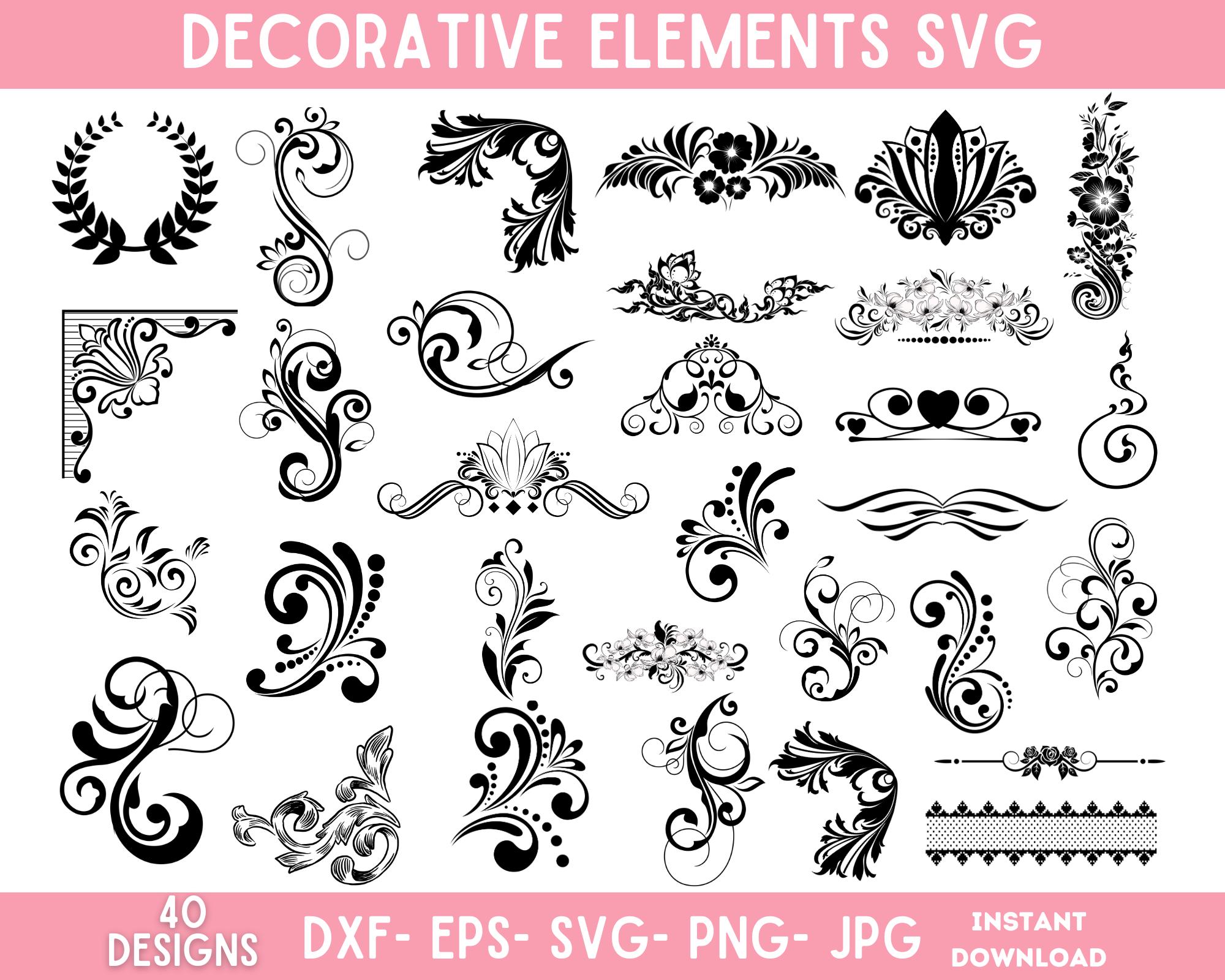 Decorative Elements SVG Bundle | Text Dividers and Borders | Wedding ...