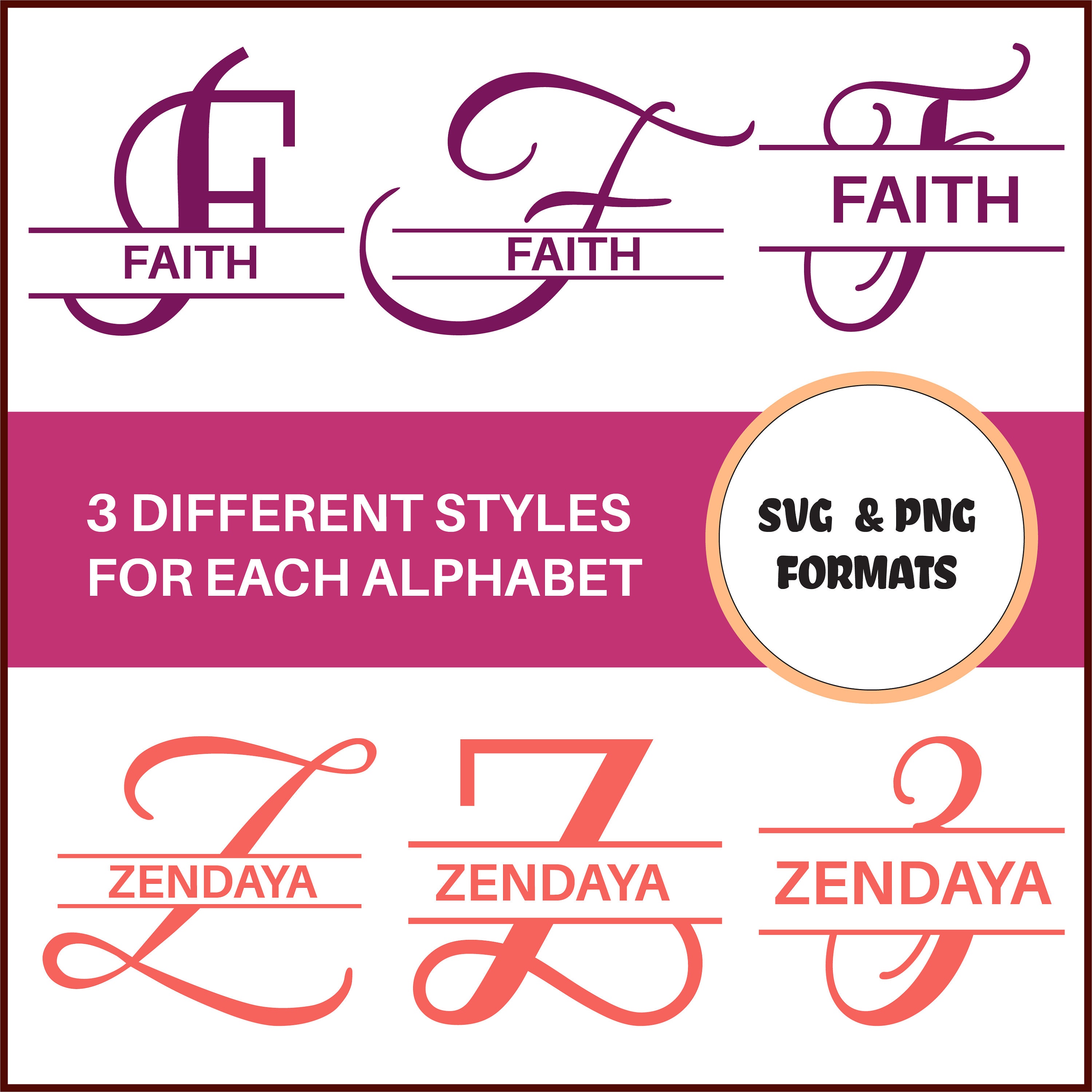 Alphabet SVG Split Monogram Alphabet SVG Letter SVGS - Etsy