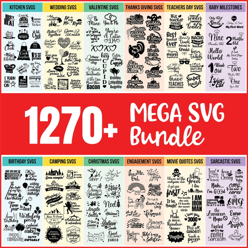 Mega SVG Bundle, Silhouette Cut Files, Svg Files for Cricut, T Shirt ...