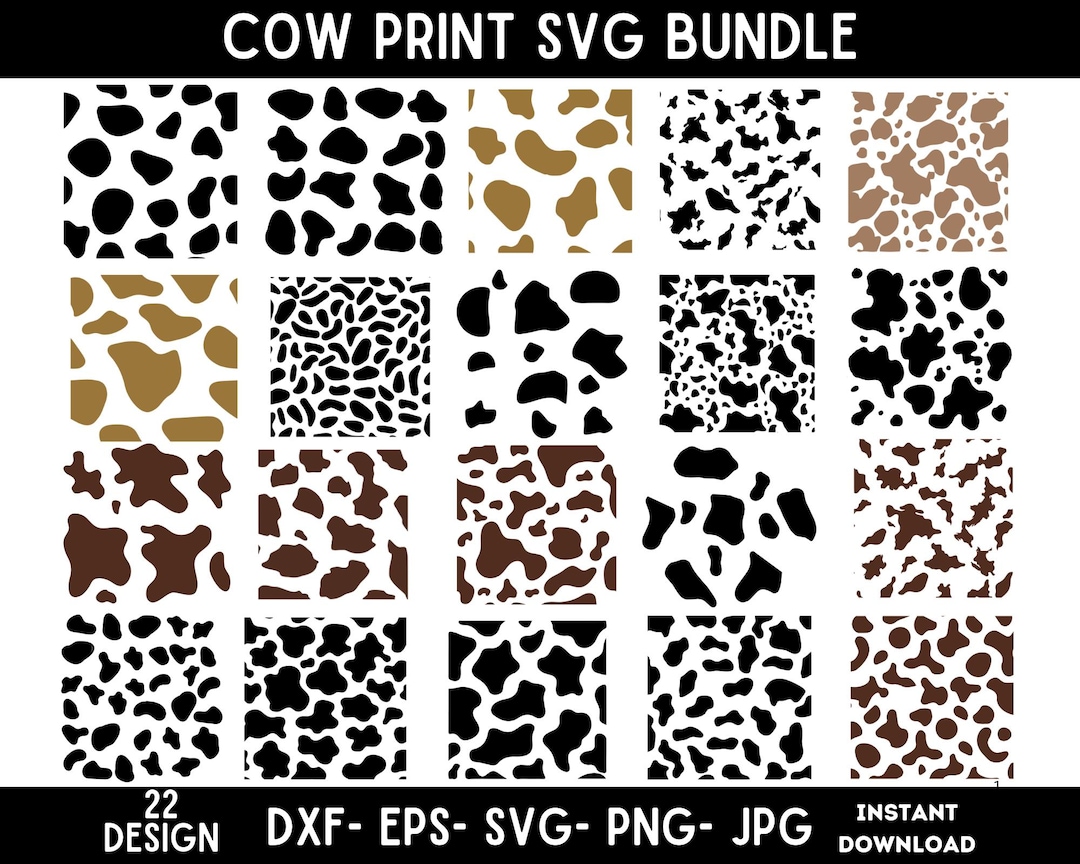 22 Cow Print Svg PNG Bundle, Cow Print Pattern Svg, Cow Print Clipart ...