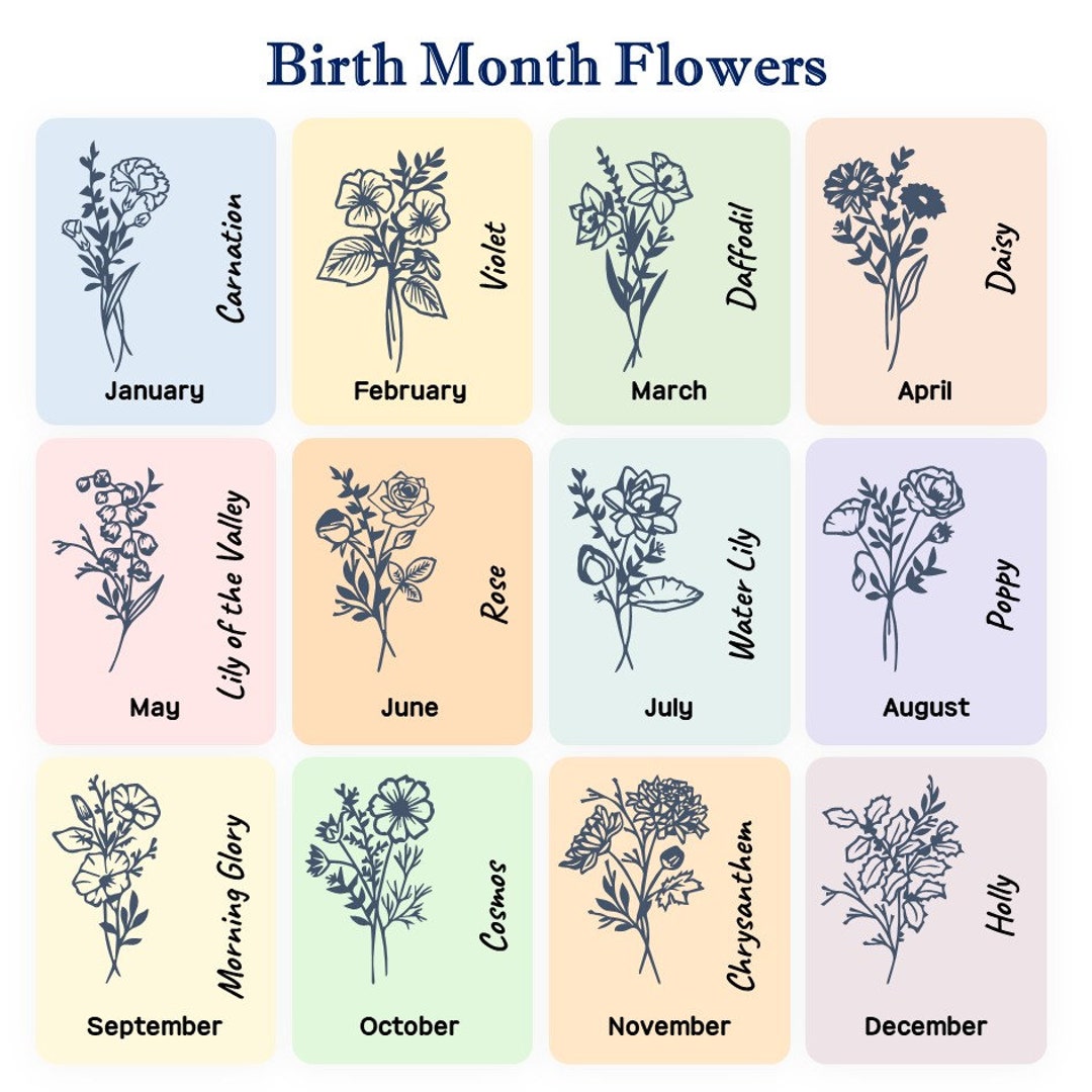Birth Month Flower Svg, Birth Flower Svg, Birth Flower Designs ...