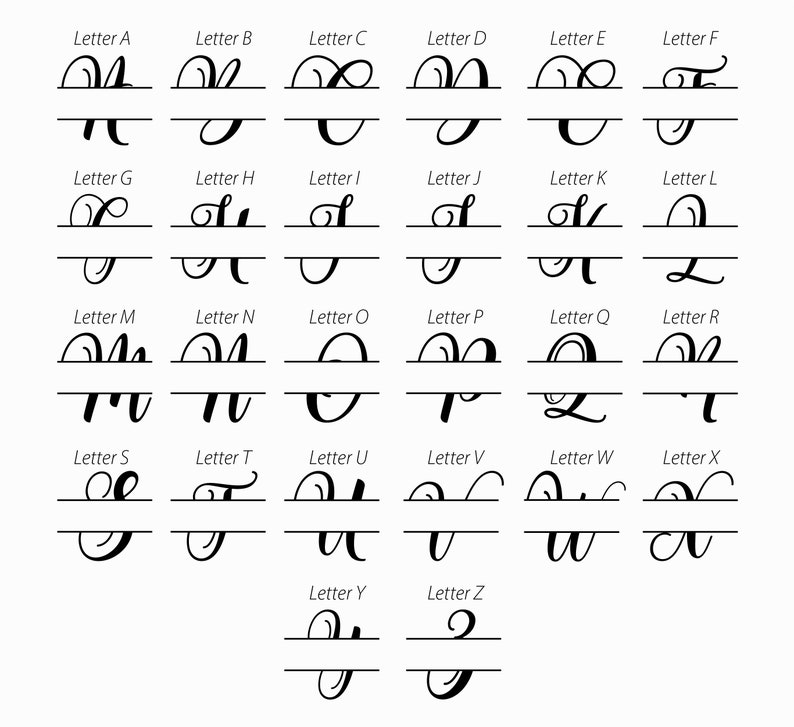 Alphabet SVG, Split Monogram Alphabet SVG, Letter SVGS, Monogram ...