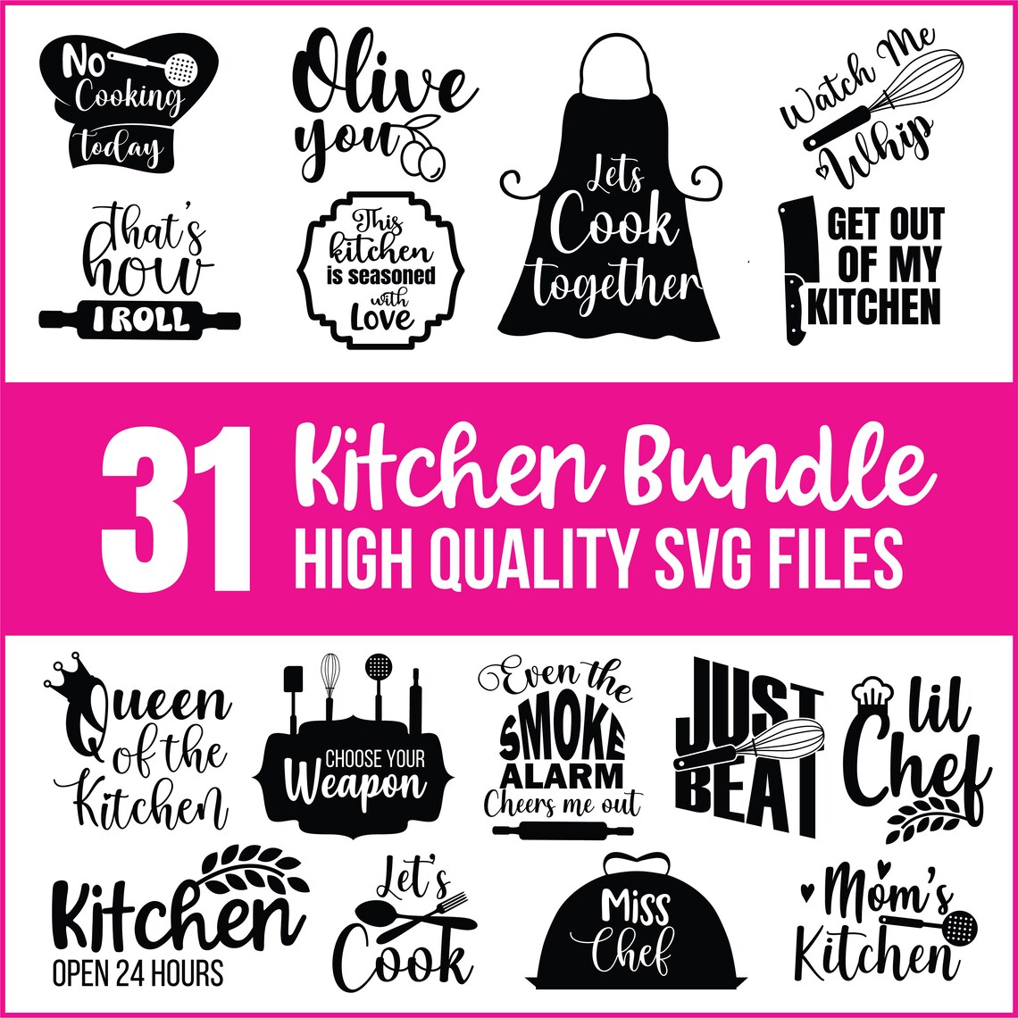 Kitchen SVG Bundle Baking Svg Cooking Svg Chef Svg Cute - Etsy
