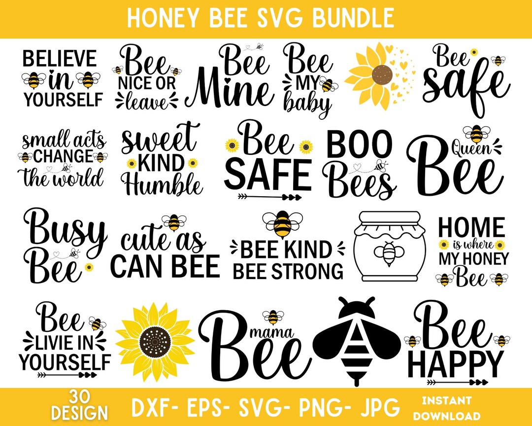 Bee Svg Bundle, Bee Png, Honeycomb Svg, Bee Hive Svg, Bee Clipart ...