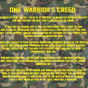 Warrior's Creed Sign Deployment Printable Sign Army Encouragement ...