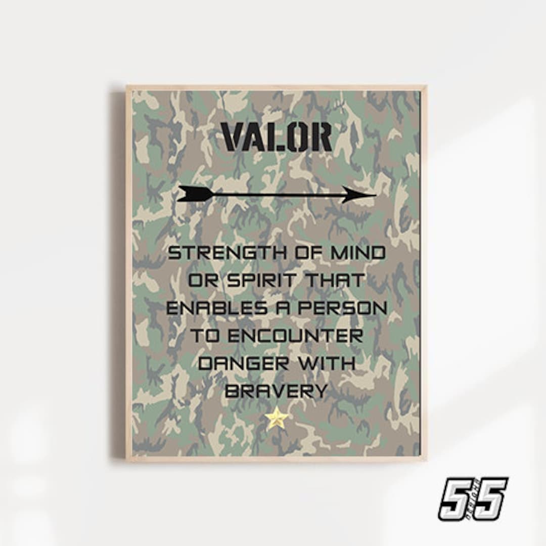 Valor Defined Military Mindset Patriotism Bravery Fathers Day Art ...