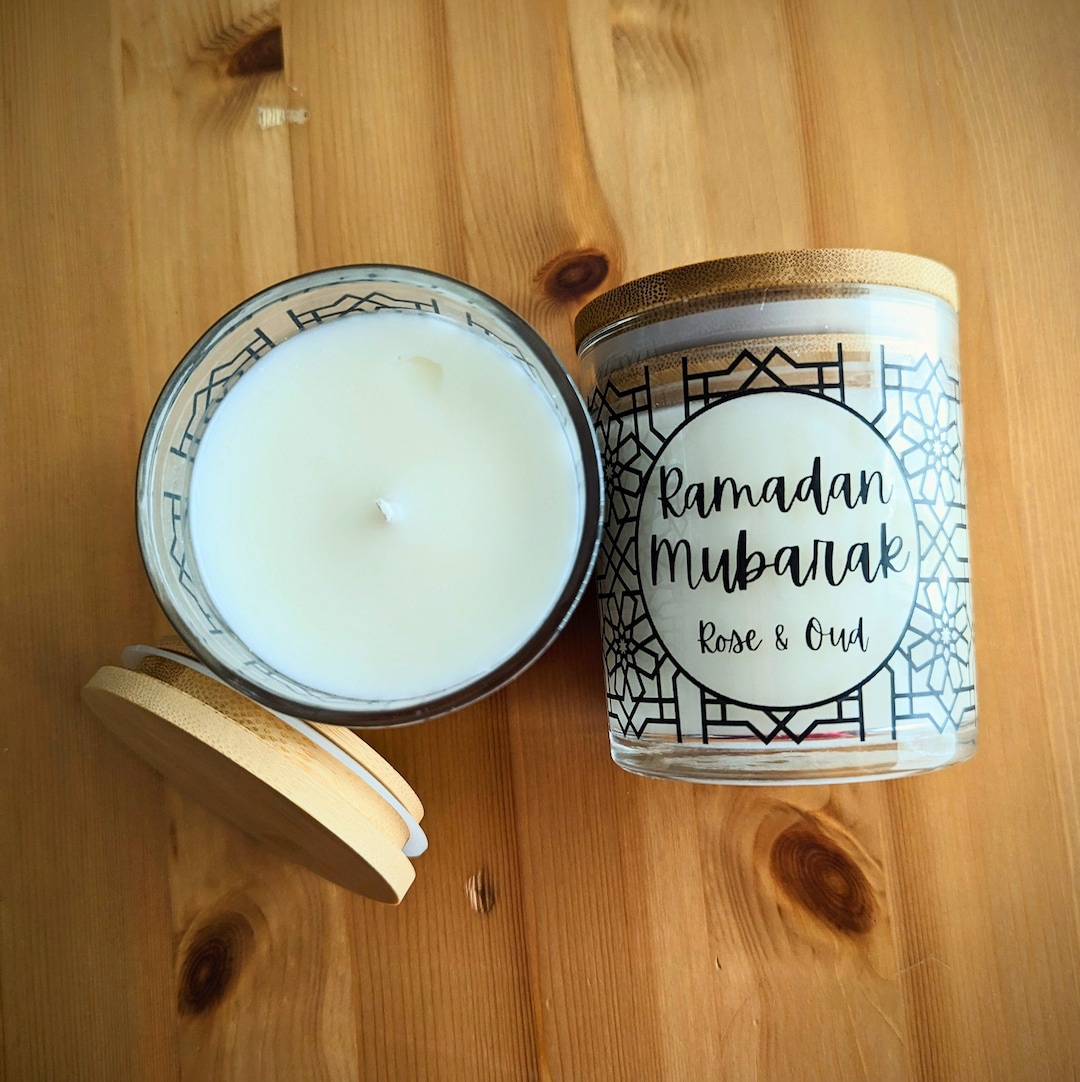 Ramadan Mubarak Candle rose & Oud - Etsy