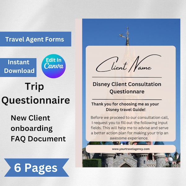 Travel Agent Client Questionnaire - Etsy