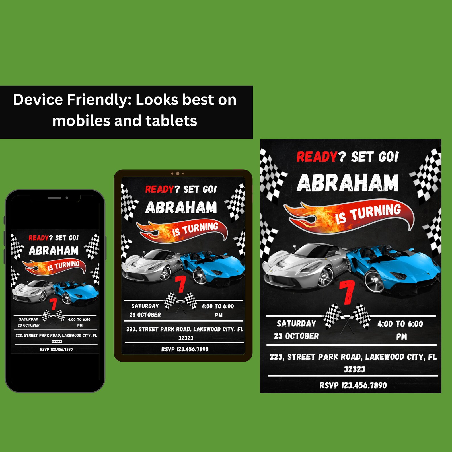 Editable Hot Car and Wheels Birthday Invitation Template Printable ...