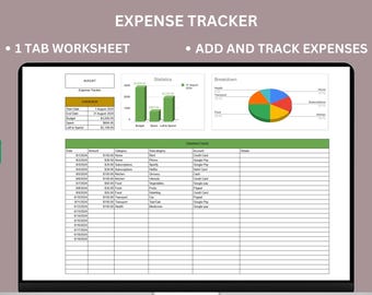 Expense Tracker Spreadsheet for Google Sheets, Expense Tracker Template ...