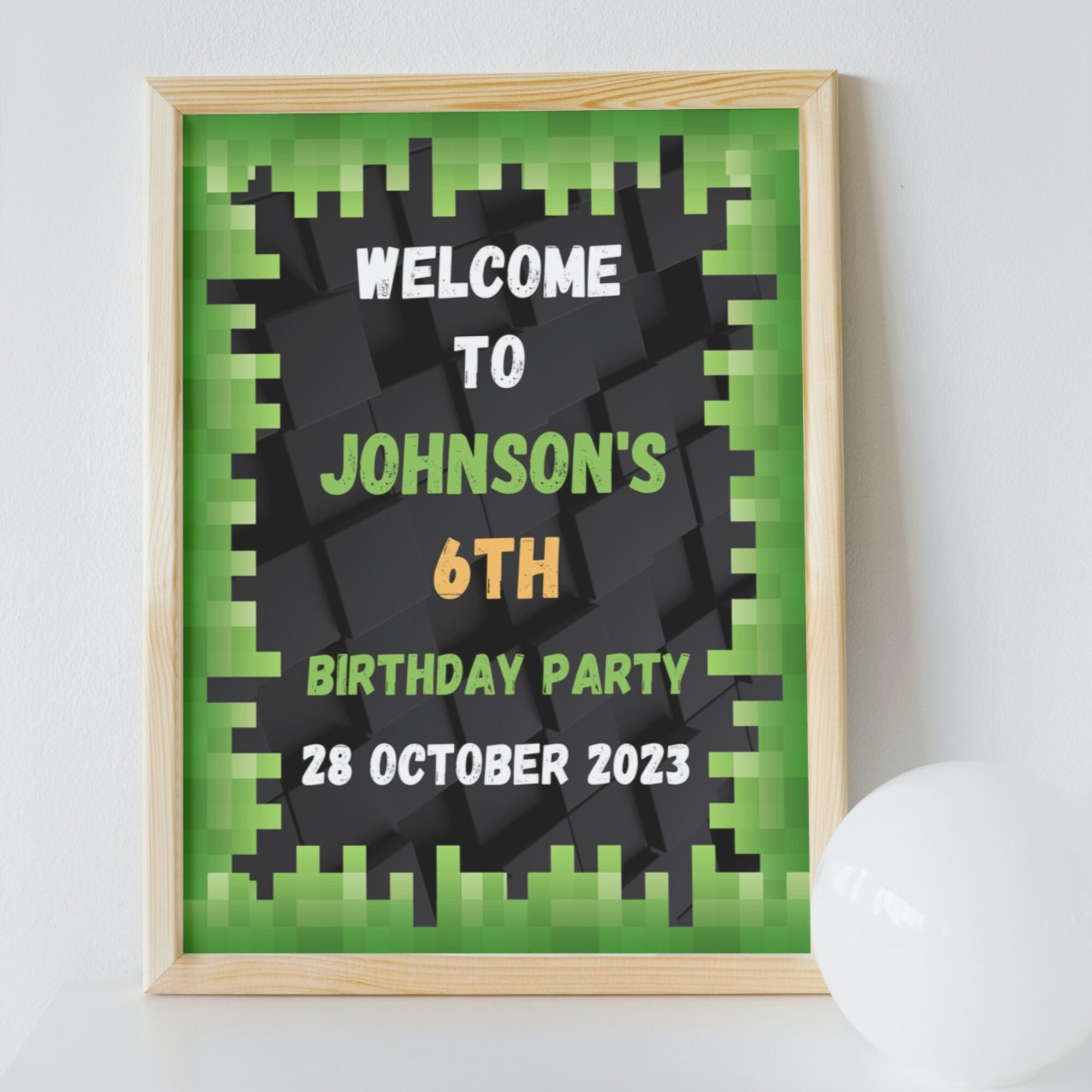 Editable Mine Theme Welcome Birthday Poster Bannertemplate Printable ...