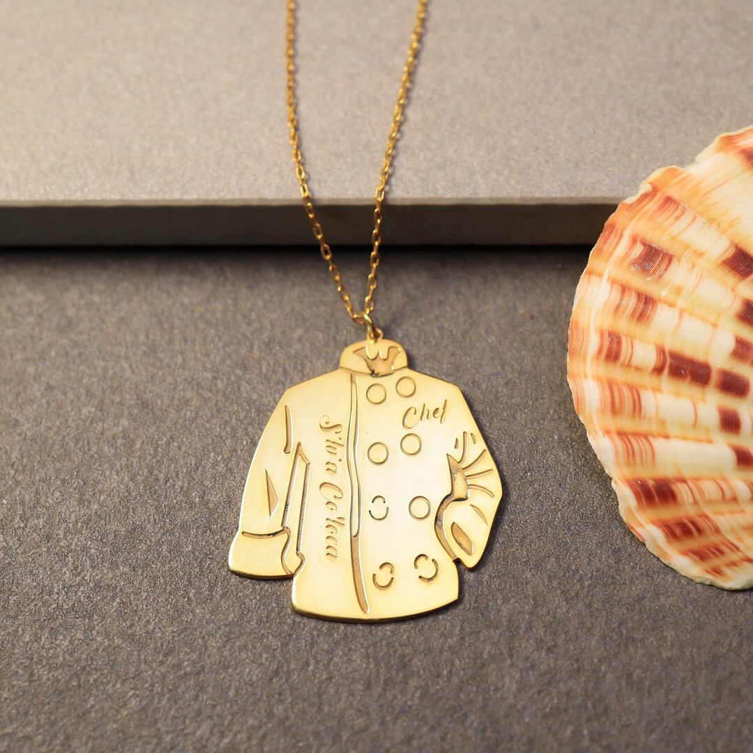 14K Chef Jacket Necklace for Women Stainless Steel Culinary Pendant ...