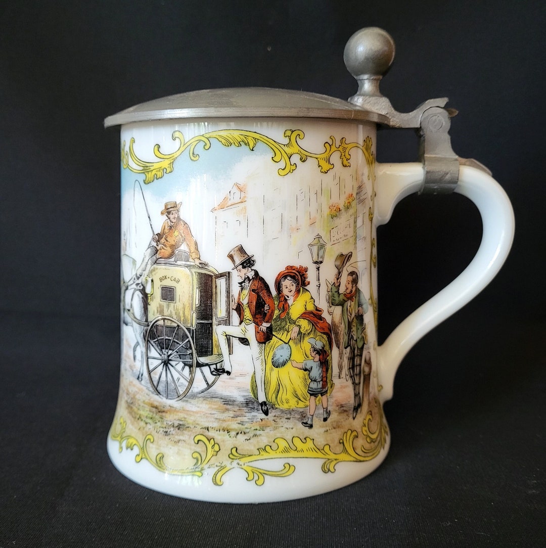 Vintage Alboth-kaiser German Fine Porcelain Lidded Beer Stein Horse and ...