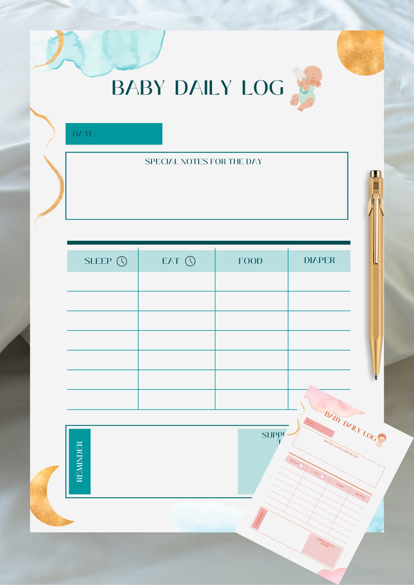 Daily Baby Log Printable, Newborn Tracker, Daily Planner, Baby Tracker ...