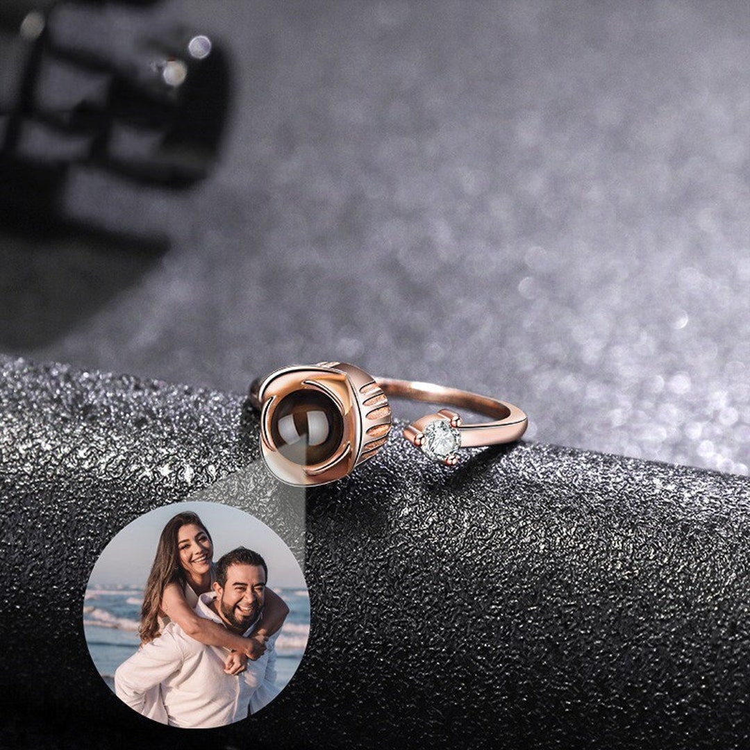 925 Sterling Silver Custom Photo Projection Ring Personalized - Etsy