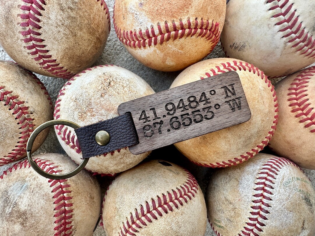 Engraved Wood Baseball Stadium Coordinate Keychain - Etsy