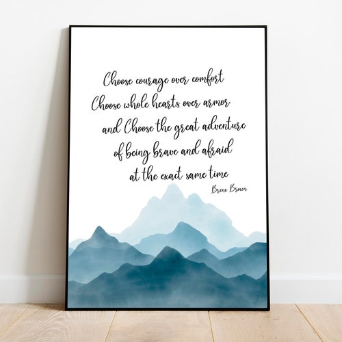 Choose Courage Over Comfort Brene Brown Watercolour Forest and - Etsy