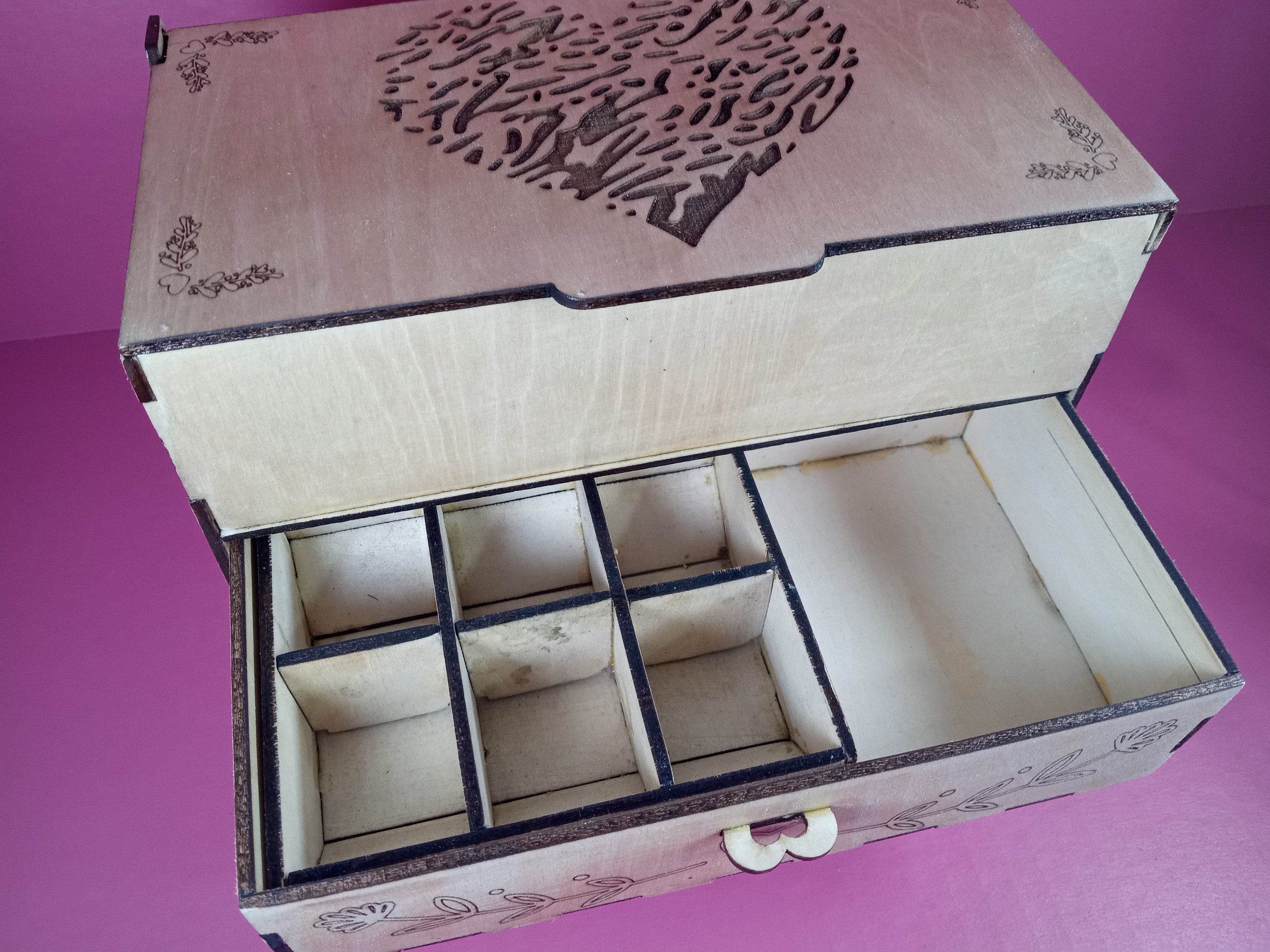 Laser Cut Jewelry Box With Drawers, Hinged Lid, and Removable Tray ...