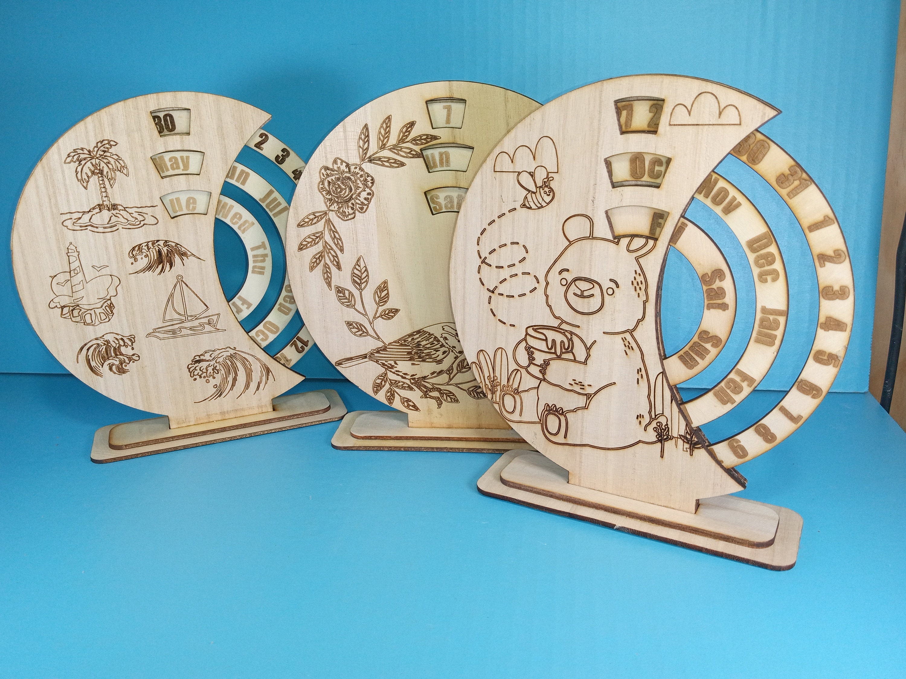 Laser Cut Perpetual Calendar SVG: Minimalist Wood Decor (digital ...