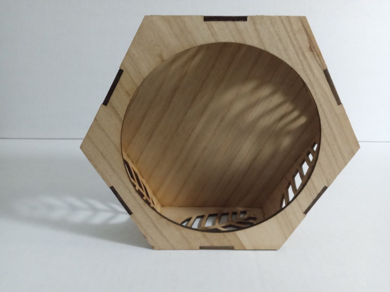 Laser Cut Hexagonal Wooden Box SVG Template: Leaf Design (digital ...
