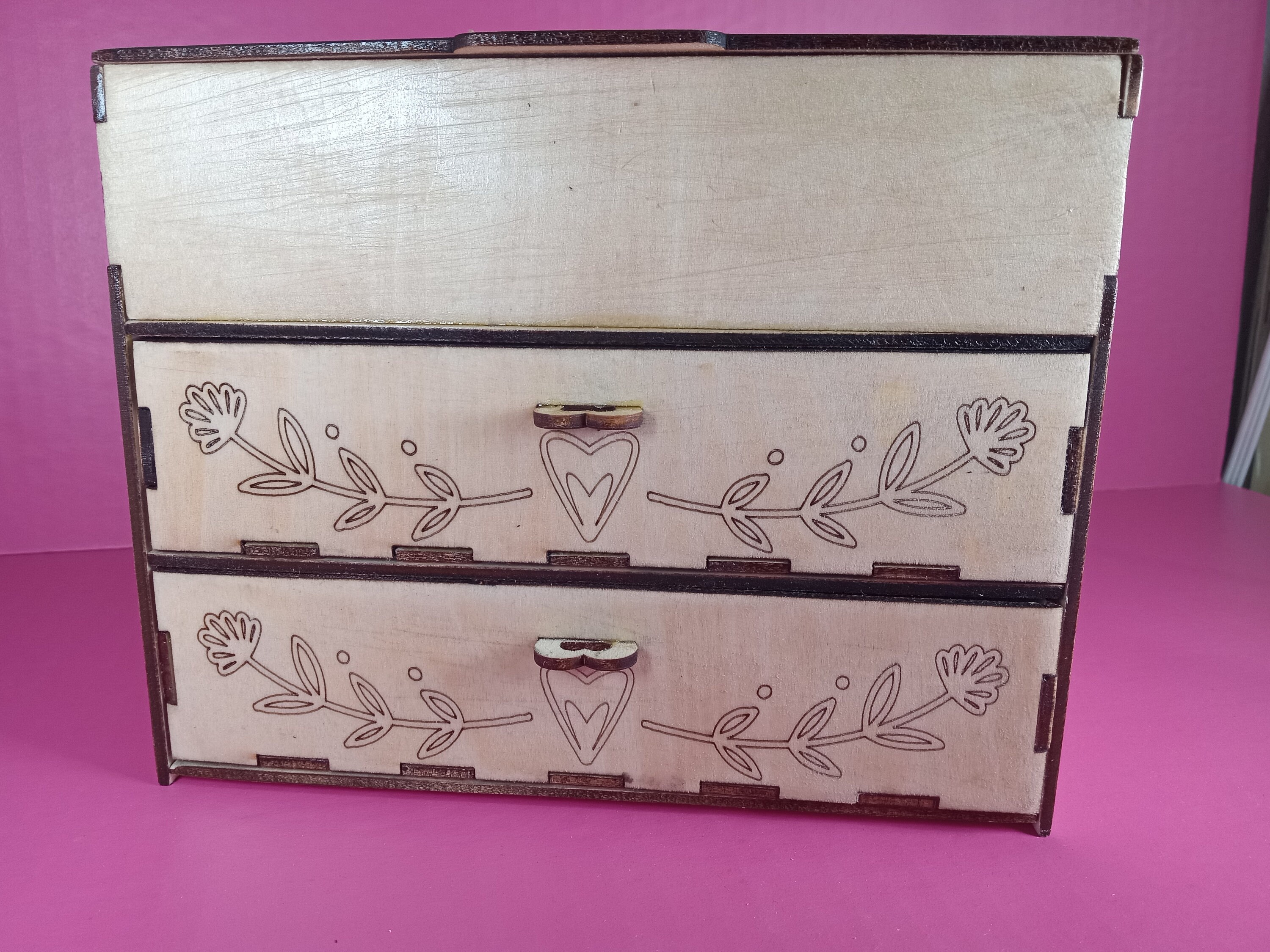 Laser Cut Jewelry Box With Drawers, Hinged Lid, and Removable Tray ...