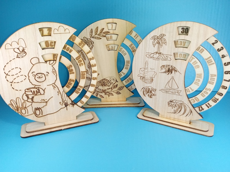 Laser Cut Perpetual Calendar SVG: Minimalist Wood Decor (digital ...