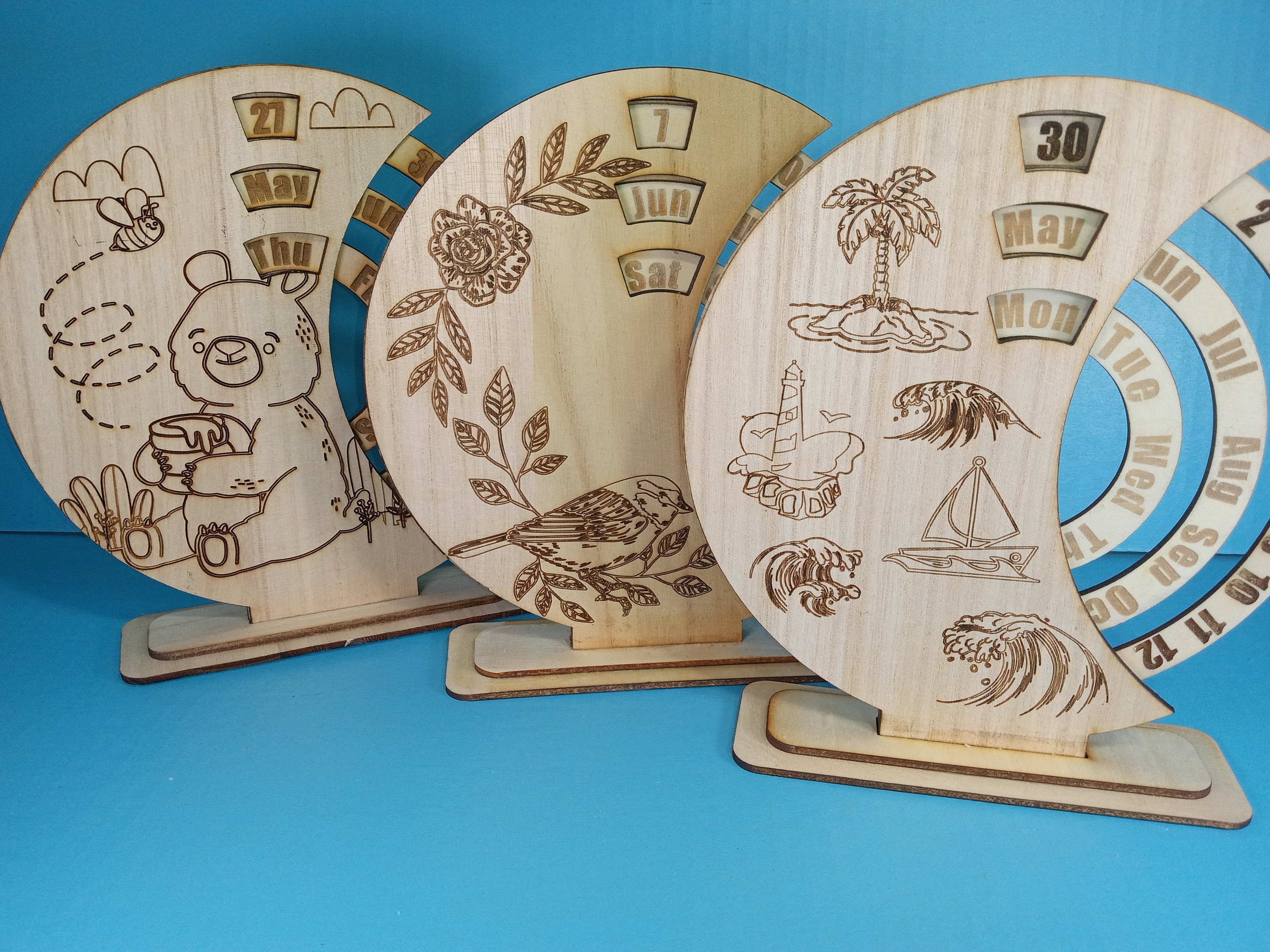 Laser Cut Perpetual Calendar SVG: Minimalist Wood Decor (digital ...