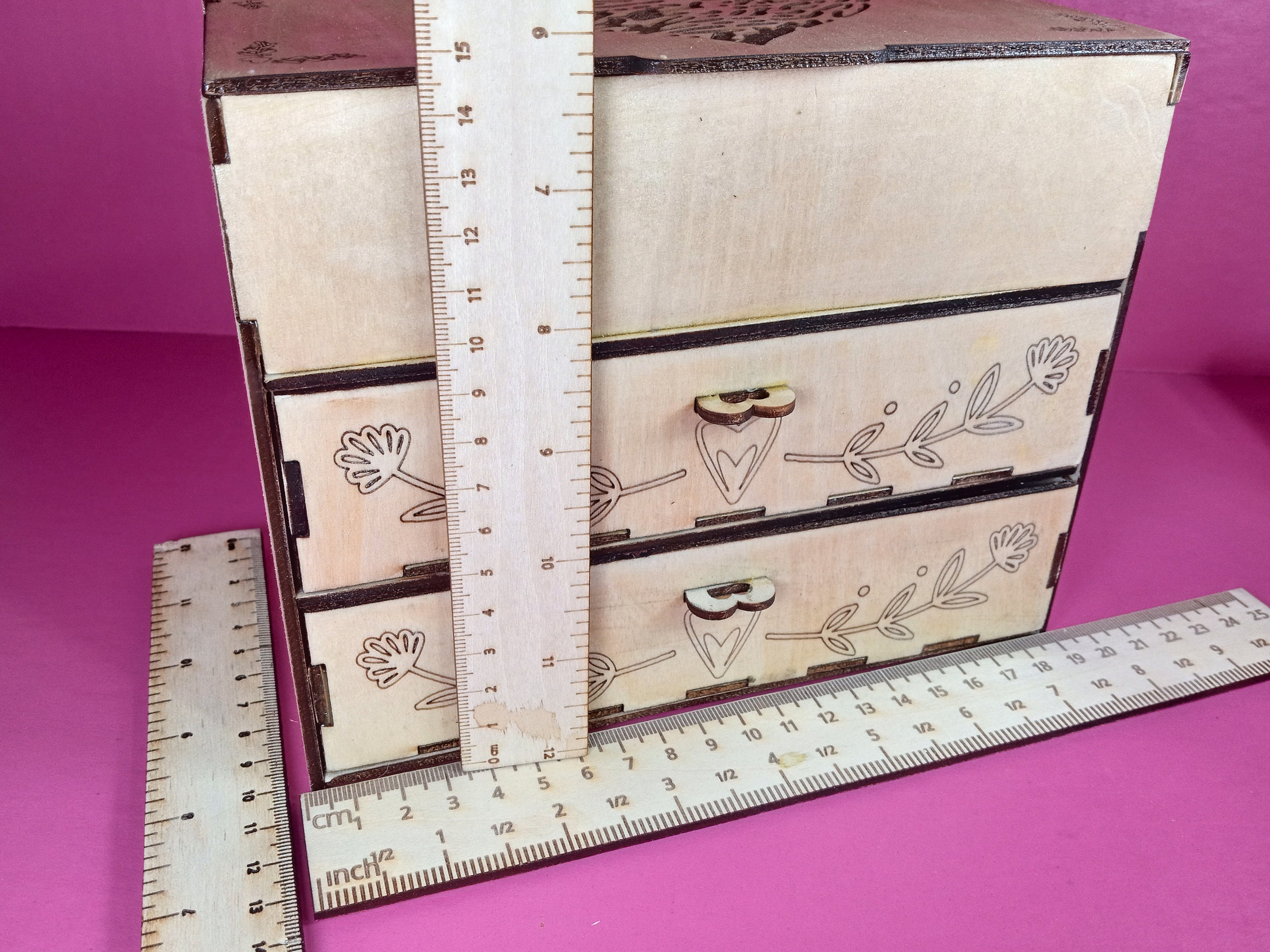 Laser Cut Jewelry Box With Drawers, Hinged Lid, and Removable Tray ...