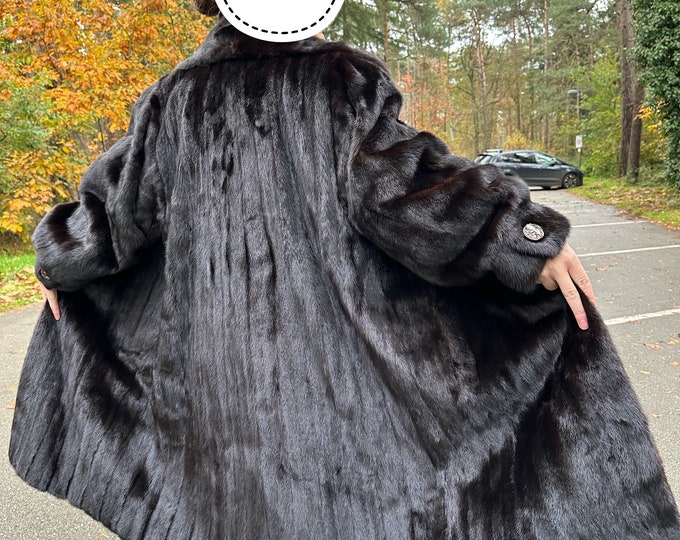 PELSLAND Mink Fur Coat, Canada Majestic Mink, Very Dark Brown Mink Coat ...