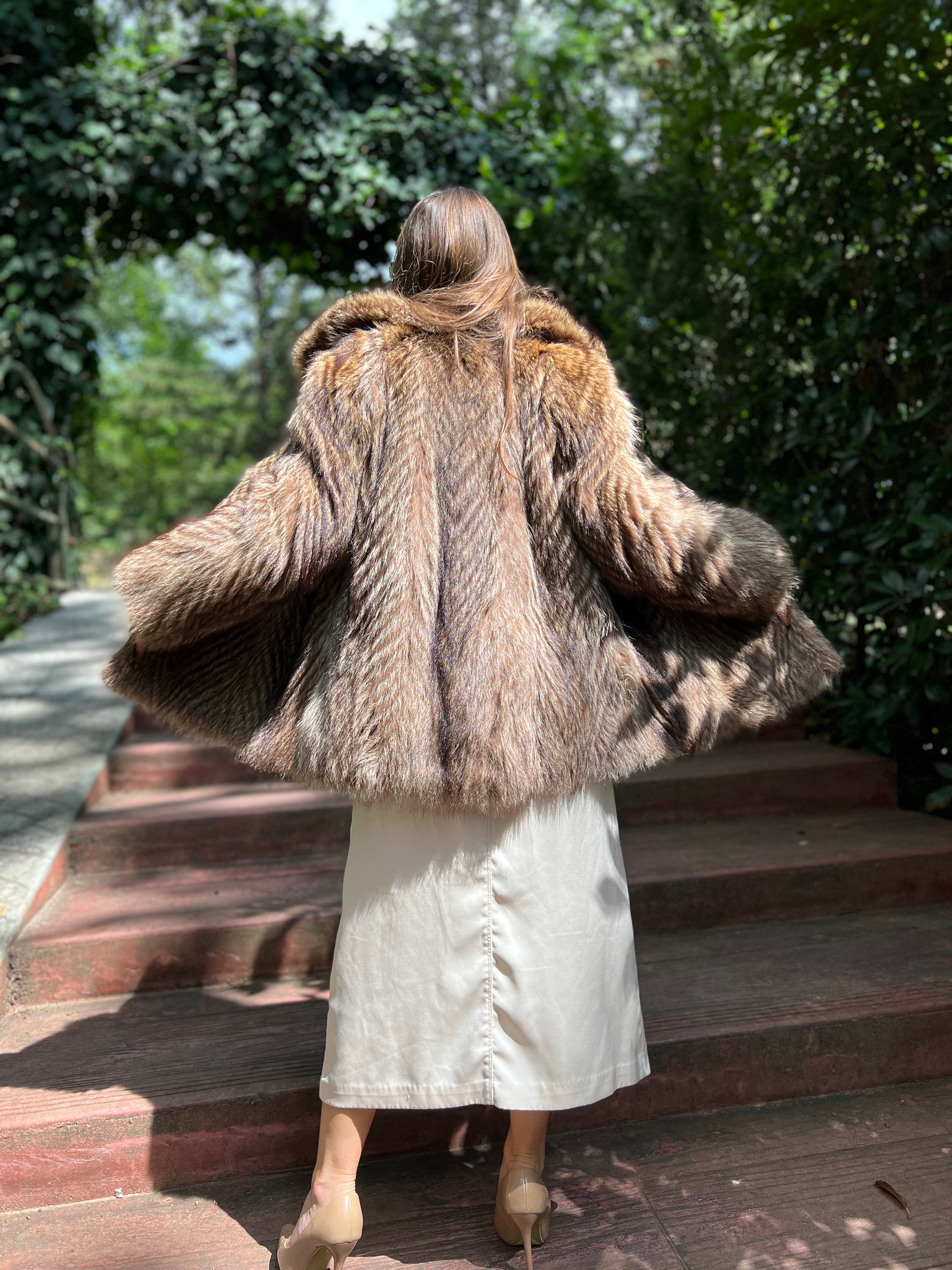 Raccoon Fur Coat M/L Fur Coat Real Fur Coat Vintage Fur - Etsy