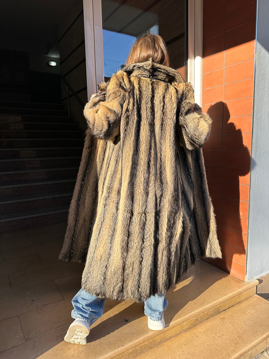 Full Length Coyote Fur Coat, Unisex Fur Coat, Real Fur Coat, Fur Coat ...
