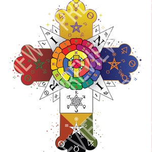 Hermetic Rose Cross Print White Background - Etsy