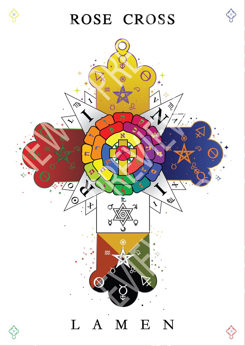 Hermetic Rose Cross Print White Background - Etsy