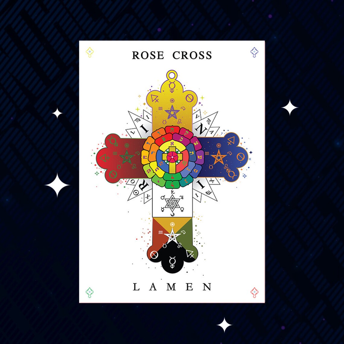 Hermetic Rose Cross Print White Background - Etsy