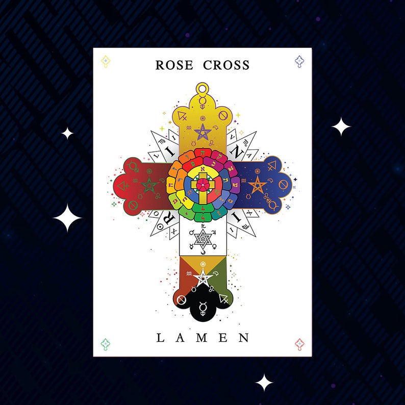 Hermetic Rose Cross Print White Background - Etsy