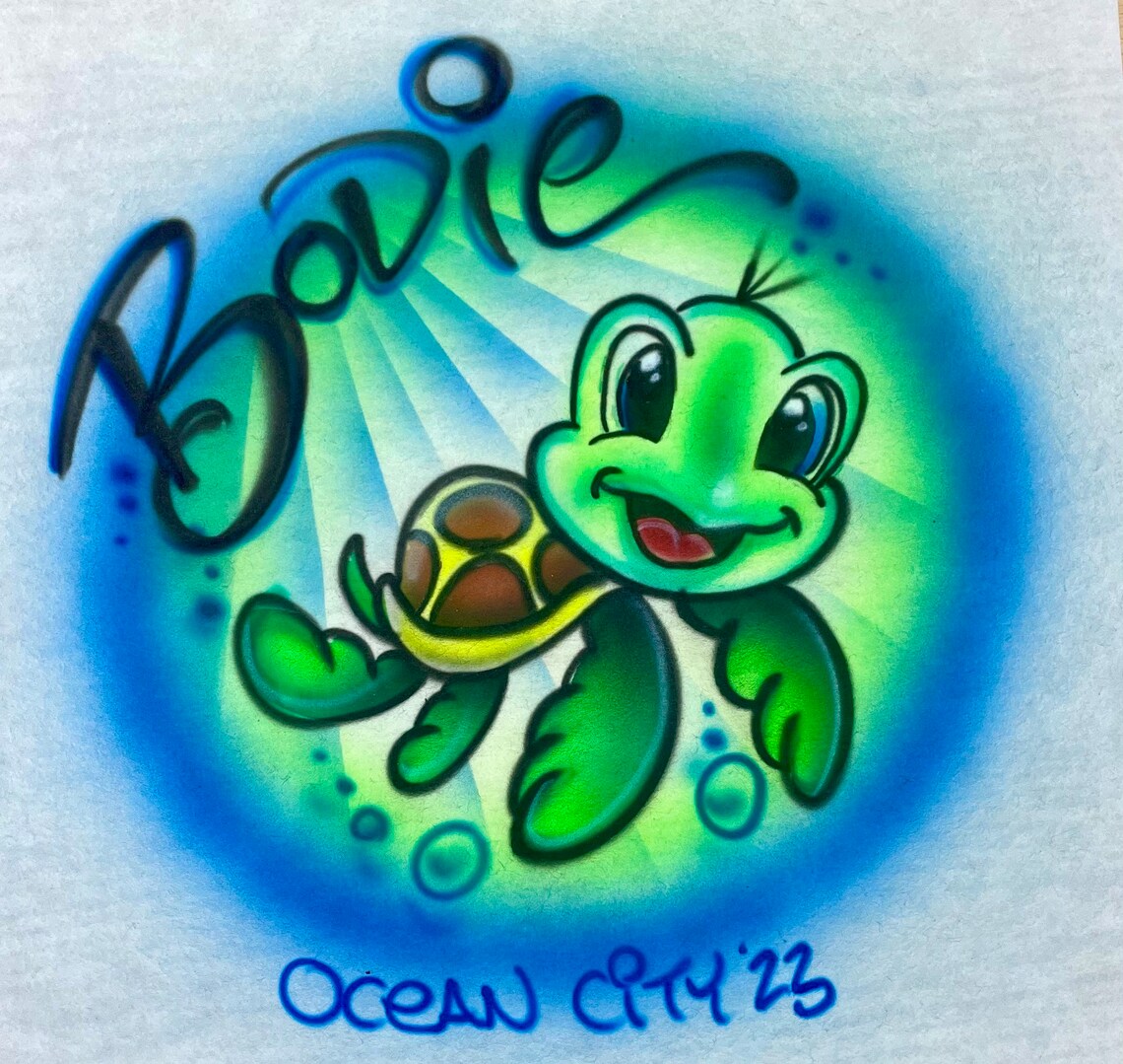 Airbrush T-shirt TURTLE DESIGN - Etsy