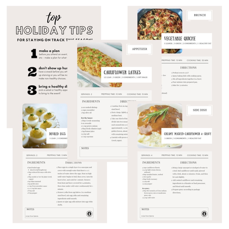 Holiday Optavia 5+1 Approved Lean & Green Cookbook 25 Recipes (gluten ...