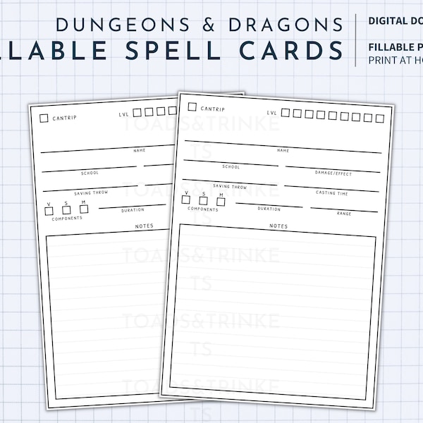 Dnd Spell Cards - Etsy
