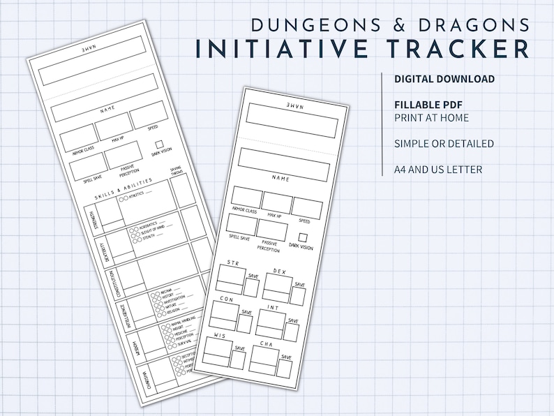 Initiative Tracker for Dungeons and Dragons Fillable and Printable Pc ...