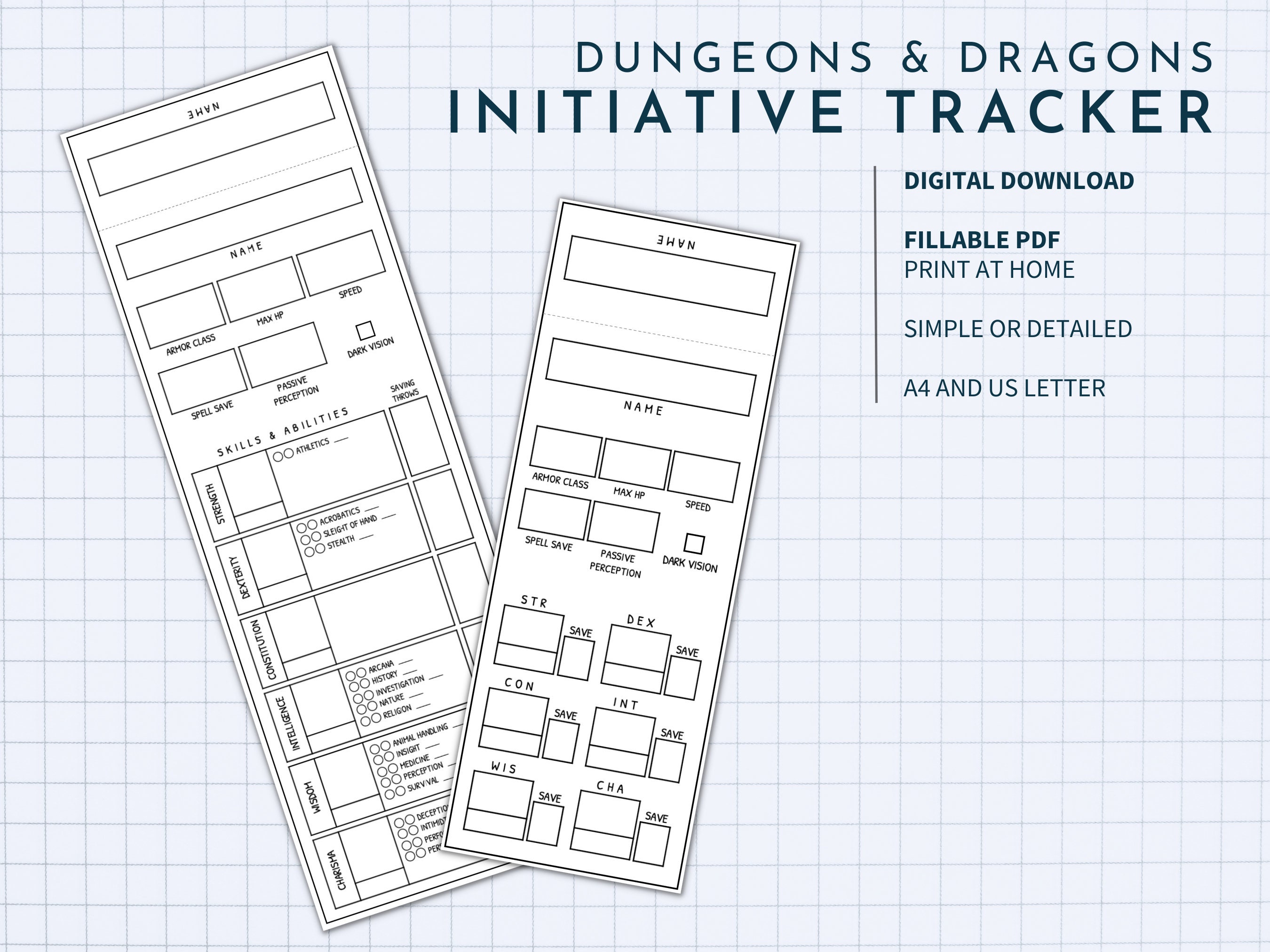 Initiative Tracker for Dungeons and Dragons Fillable and Printable Pc ...