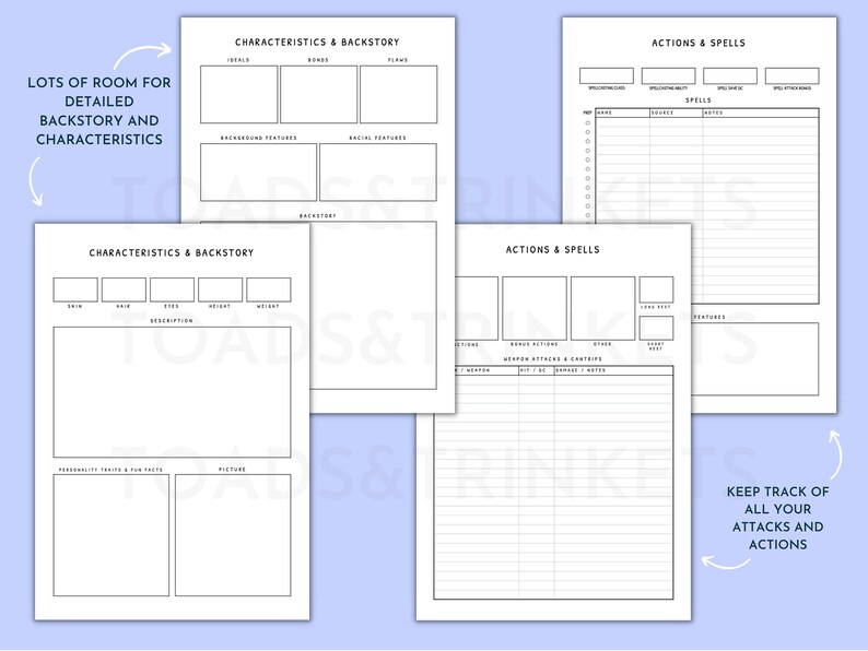 13 Page Digital D&D Character Journal With Complete Character - Etsy