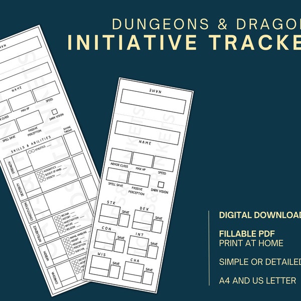 Initiative Tracker Printable - Etsy