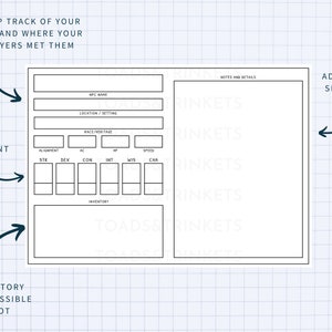 Fillable NPC Cards for D&D DM / Dungeon Master Tools NPC Stats Sheet ...
