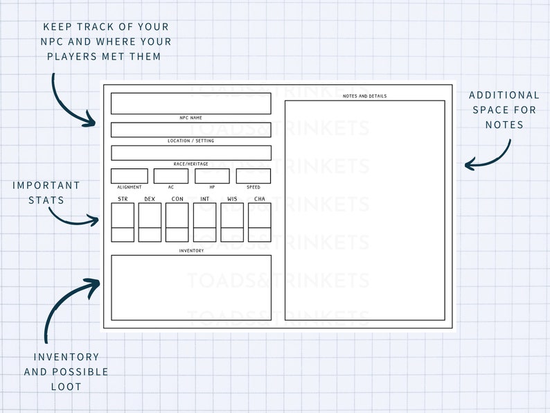 Fillable NPC Cards for D&D DM / Dungeon Master Tools NPC - Etsy